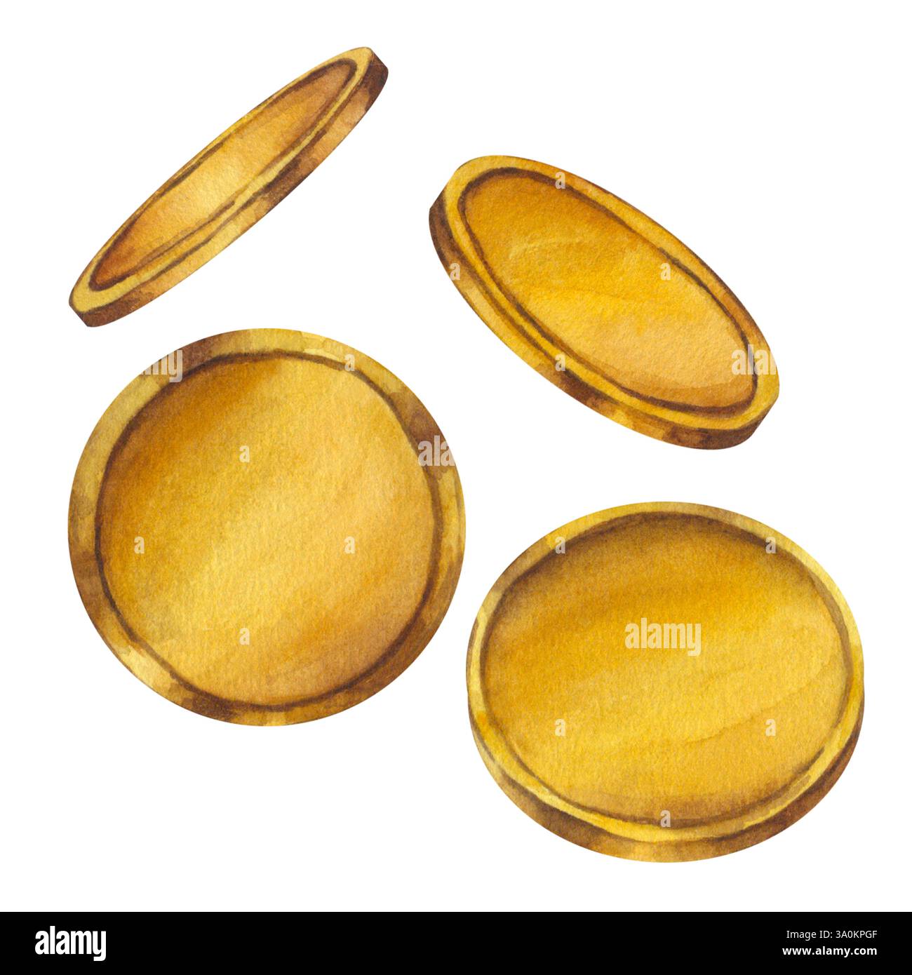 Gold coins set, rotating money. Saint Patricks Day theme. Hand drawn ...