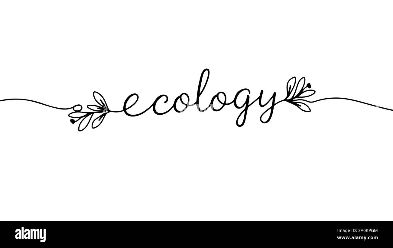 Ecology word art design. Floral elements leaves decoration. Suitable ...
