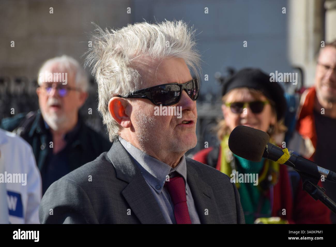 London, UK. 4th March 2025. Activist Andrew Boswell gives a speech ...