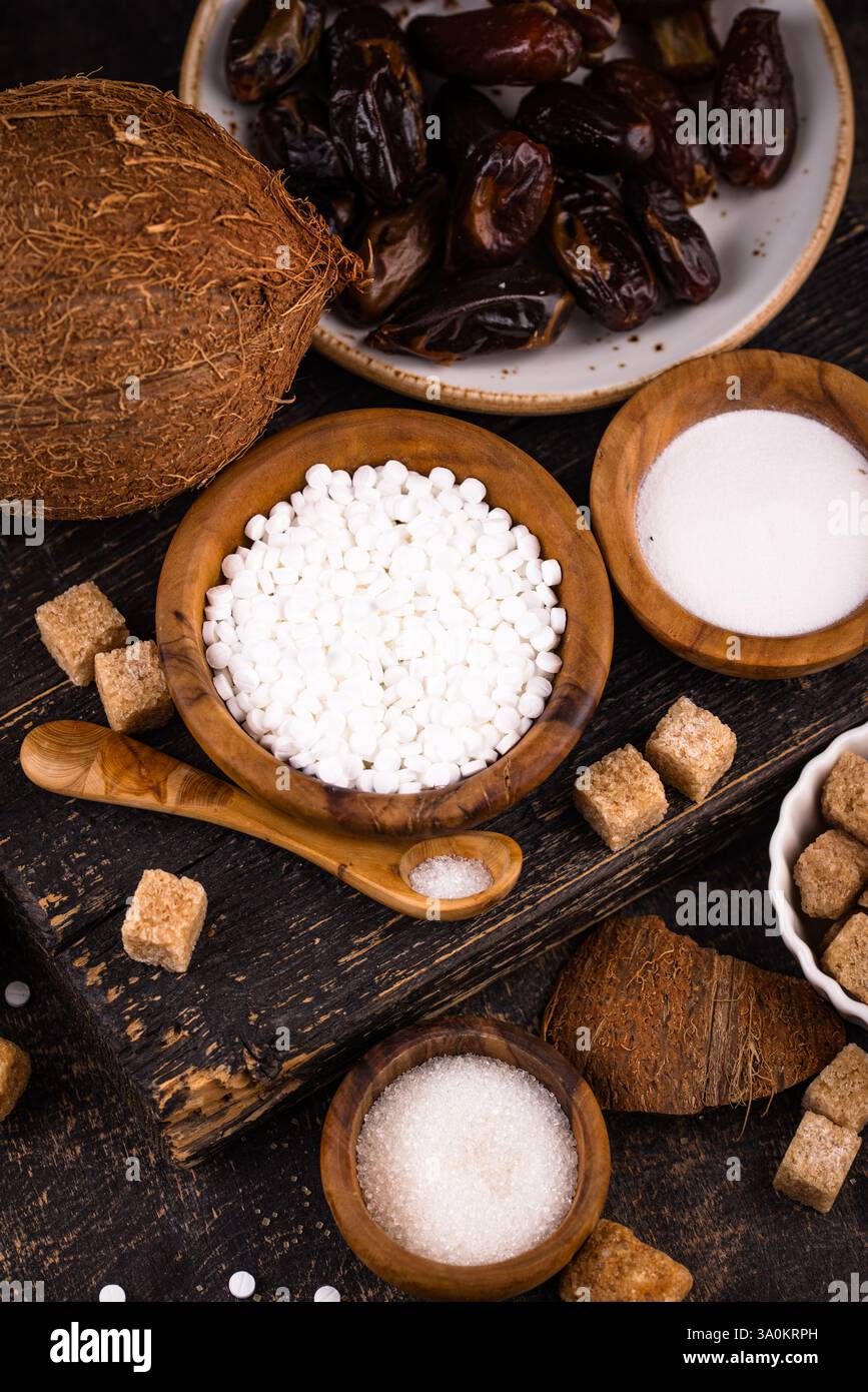 Various sugar replacement, healthy sweetener concept Stock Photo - Alamy