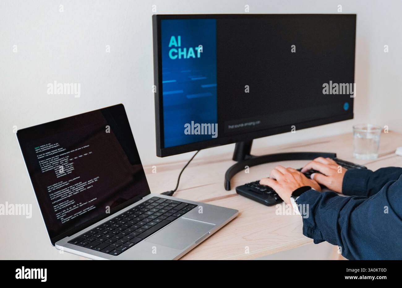 AI chat bot, Programmer work with generative artificial intelligence for interface development ...