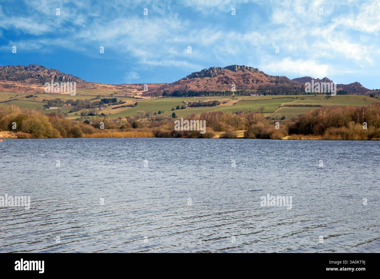 The Roaches range of hills seen from accros Tittisworth Reservoir near ...