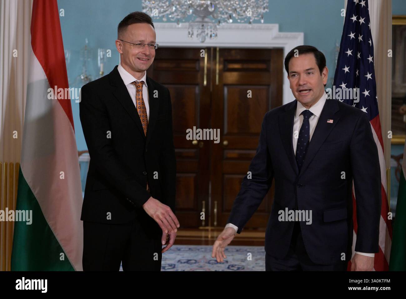 US Secretary of State Marco Rubio (R) and Hungarian Foreign Minister ...