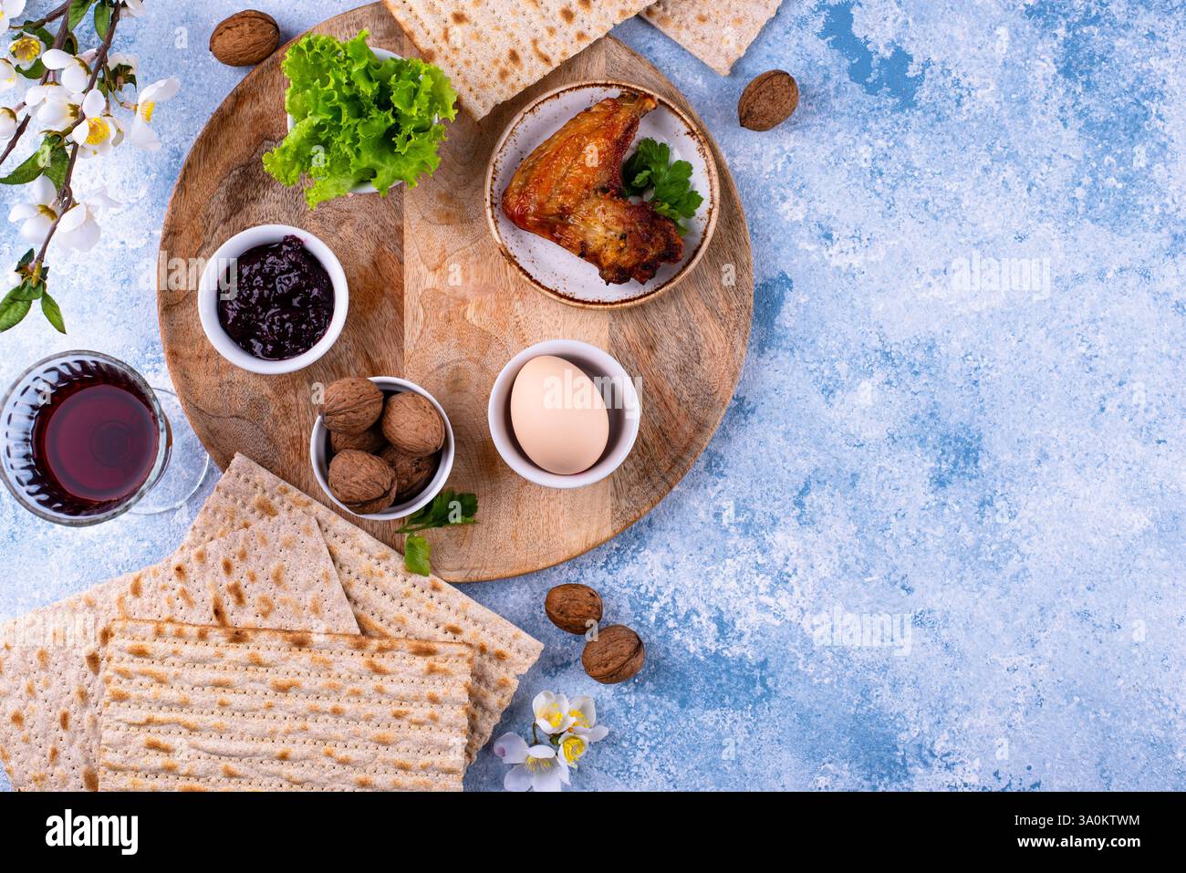 Traditional Passover Seder plate with symbolic foods. Symbolic of ...