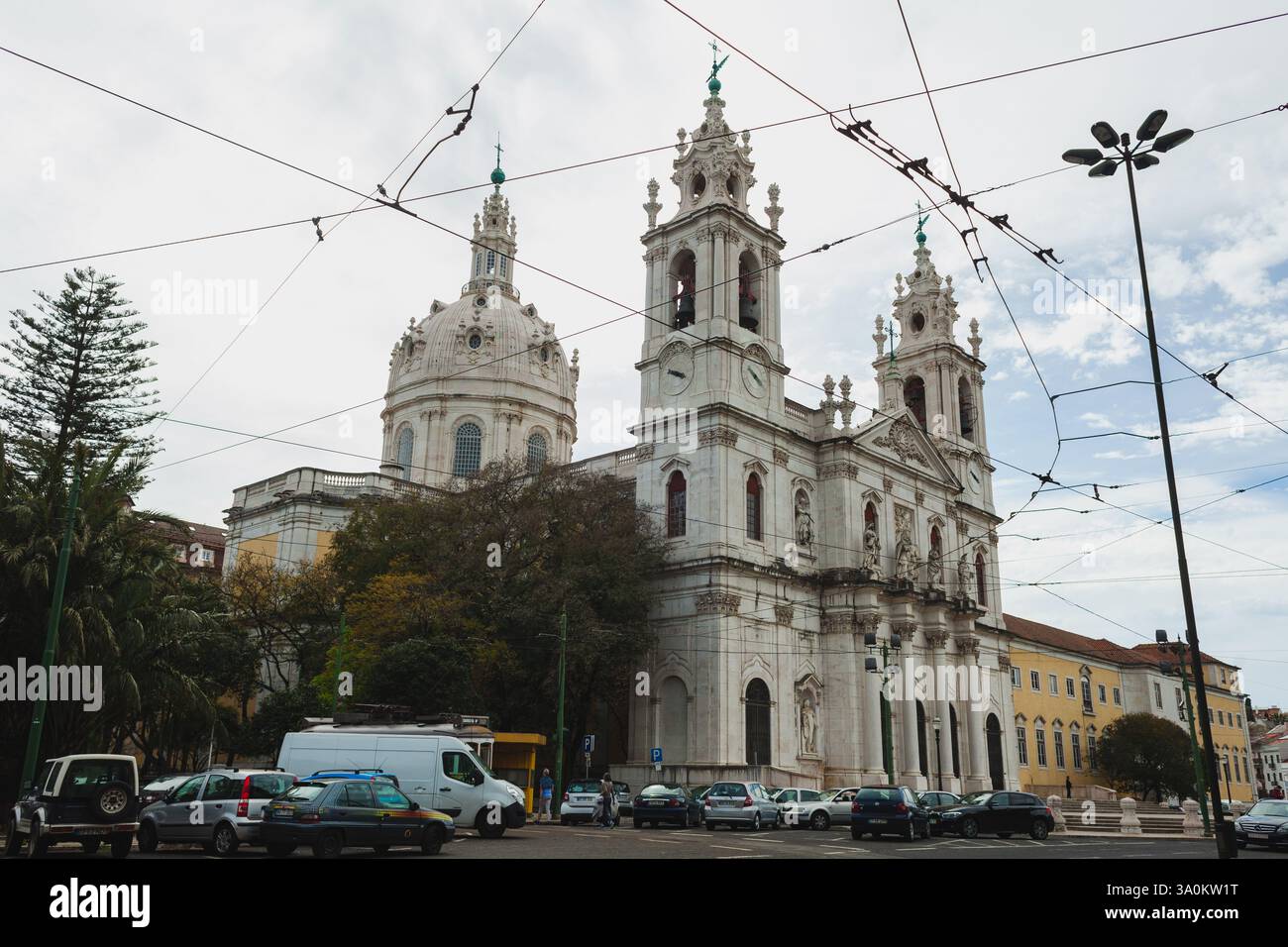 a view of a grand church with Baroque architectural elements, located ...