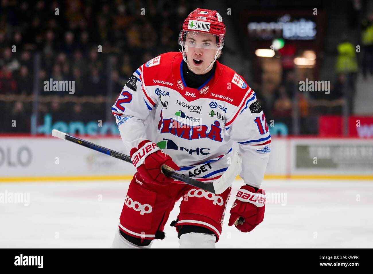 250304 Timrås Linus Eriksson jublar efter hans första mål som betyder 1 ...