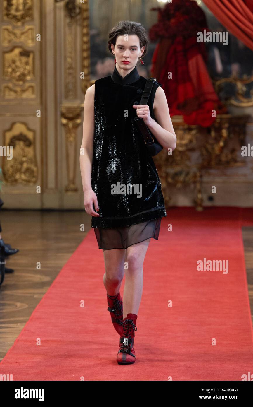 A model walks the runway during the HUI ''Aurora'' Fall/Winter 2025 ...