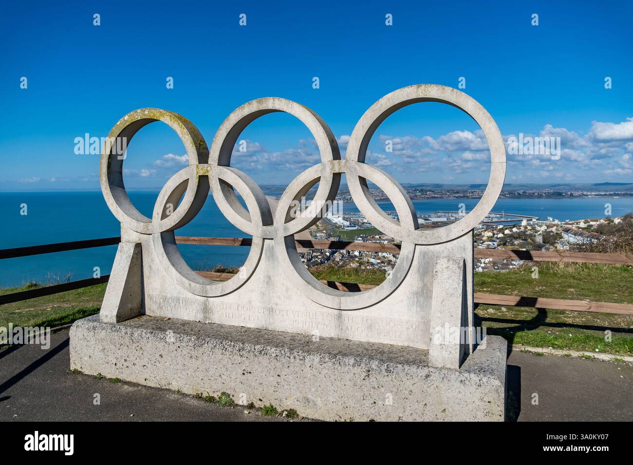 Weymouth, UK. 238 February 2025. 2012 Olympic Rings over Weymouth in ...