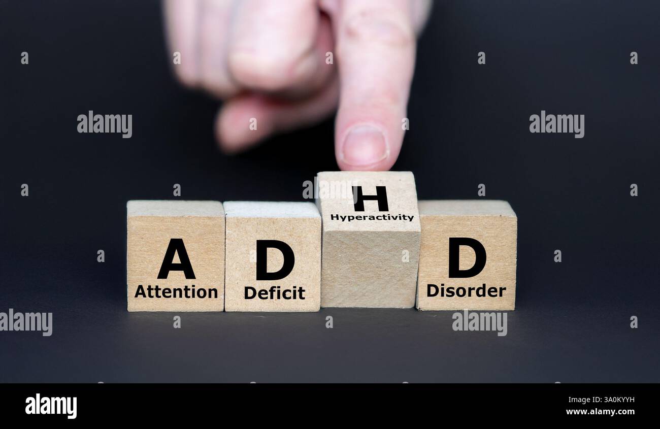 Hand turns cube and changes the acronym ADD (Attention Deficit Disorder ...