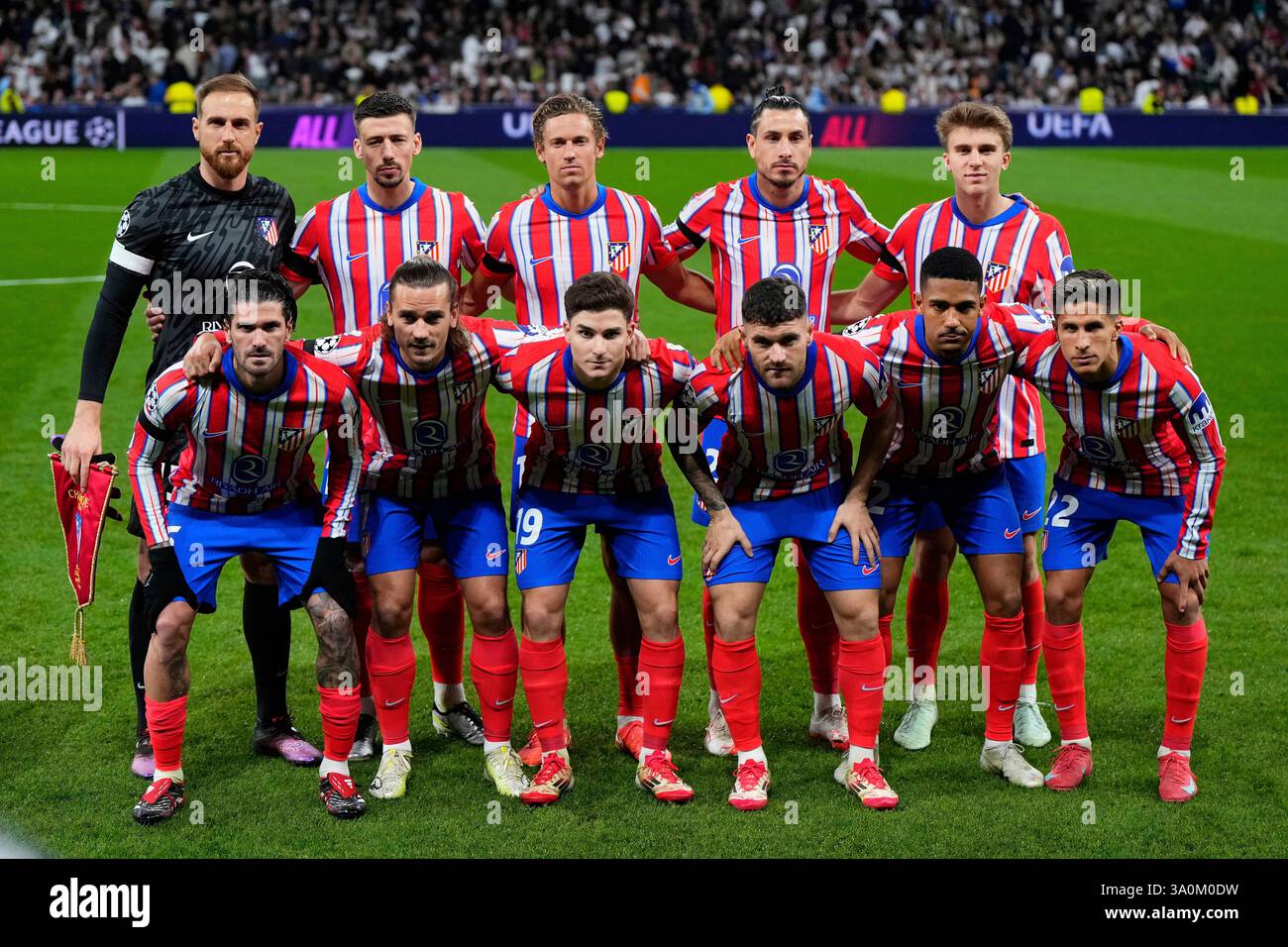 Atletico Madrid team players pose prior to the start of the Champions ...