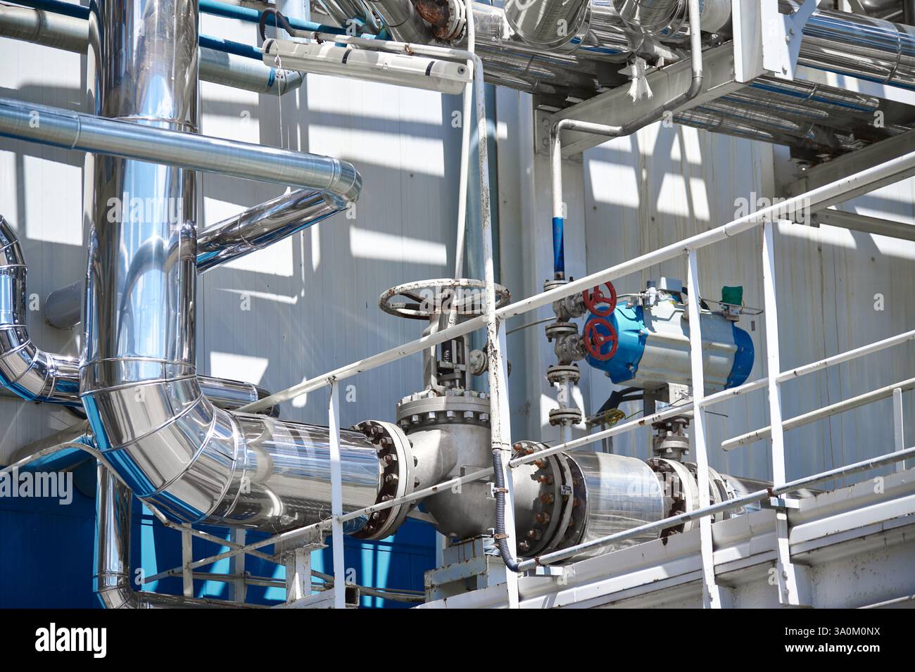 Pipelines and valves designed for industrial chemical processing in a modern chemical plant ...
