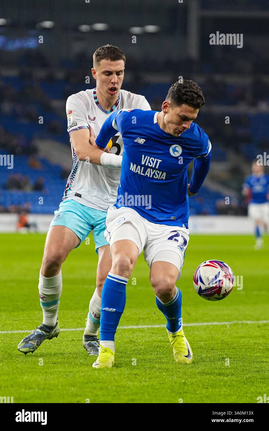 Cardiff, UK. 04th Mar, 2025. Yousef Salech of Cardiff City under ...