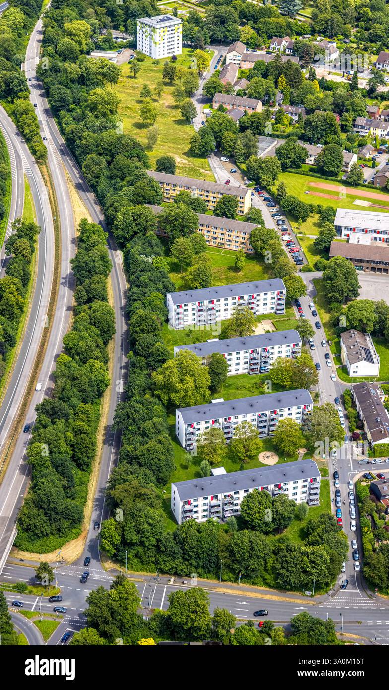 Aerial view, apartment buildings housing estate, development of the ...