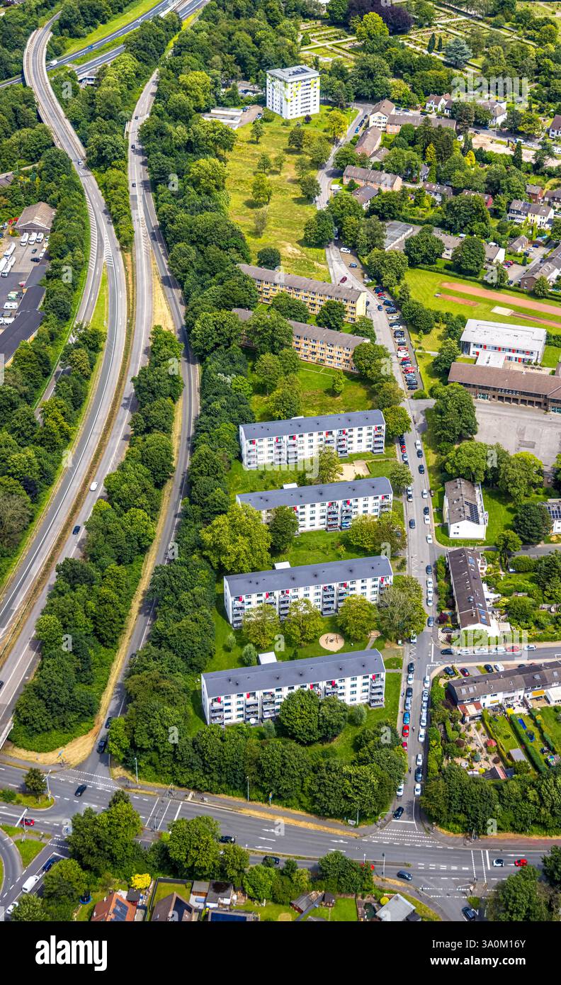 Aerial view, apartment buildings housing estate, development of the ...
