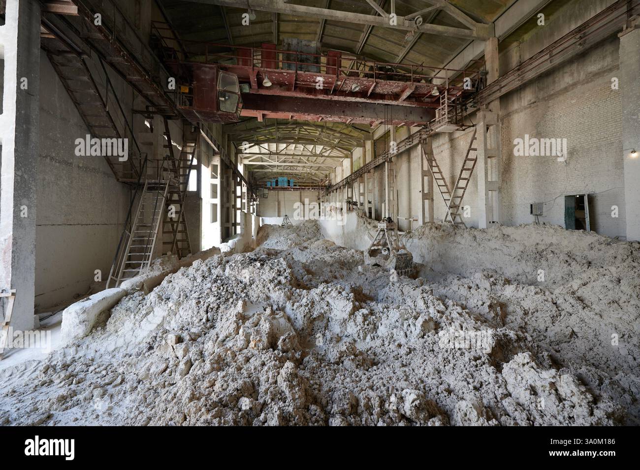 Loaded factory warehouse with chalk mined from open quarry Stock Photo ...