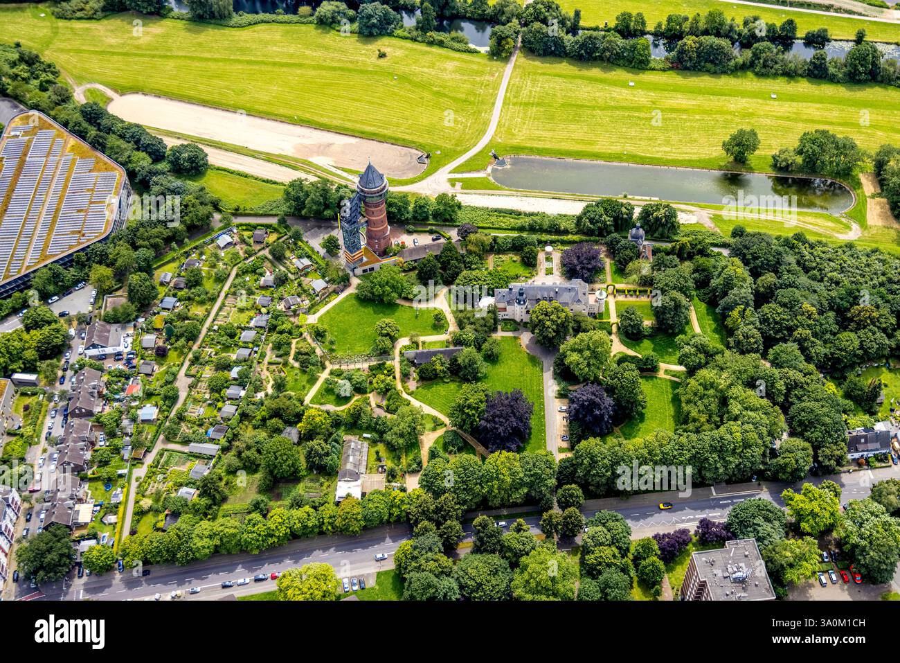 Aerial view, Styrum Castle Park and Styrum Castle historical sight ...