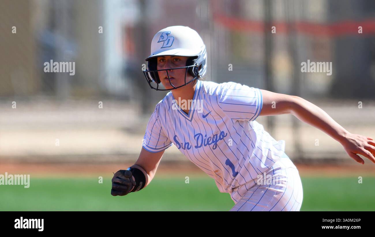 San Diego outfielder Kaitlyn Wynia runs to third base during an NCAA ...