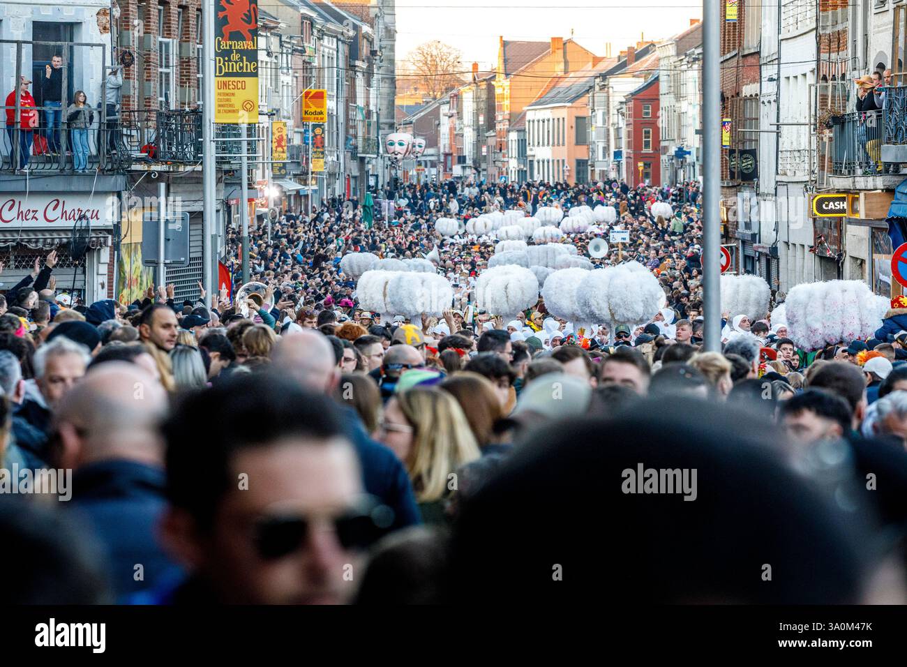 Binche, Belgium. 04th Mar, 2025. Carnivalists attend the carnival in ...
