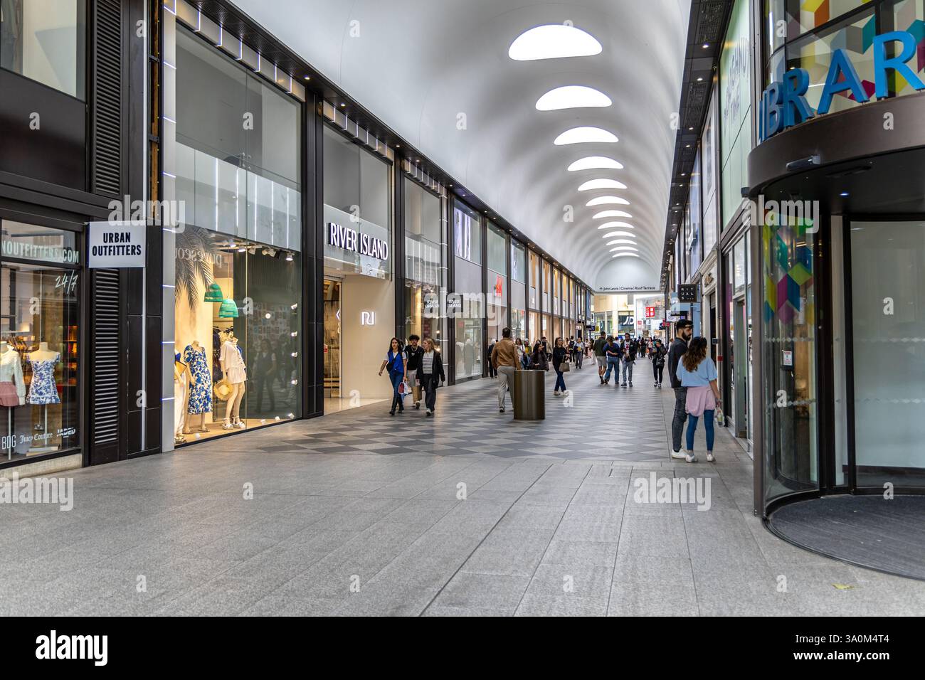 Oxford , UK - June 5, 2024: Westgate shopping mall with many popular ...