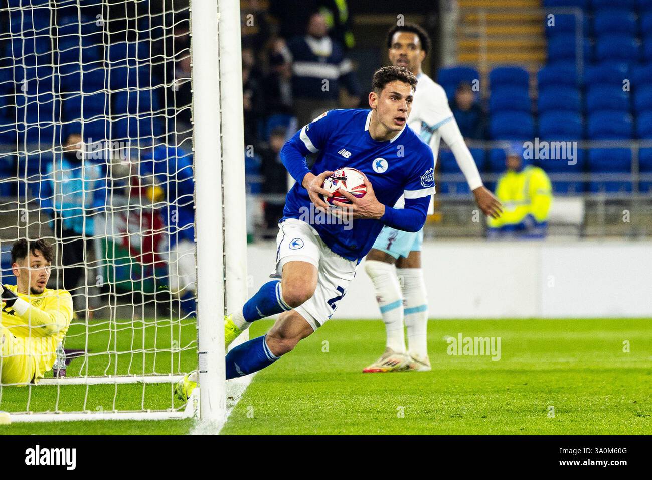 Cardiff, UK. 04th Mar, 2025. Yousef Salech of Cardiff City celebrates ...