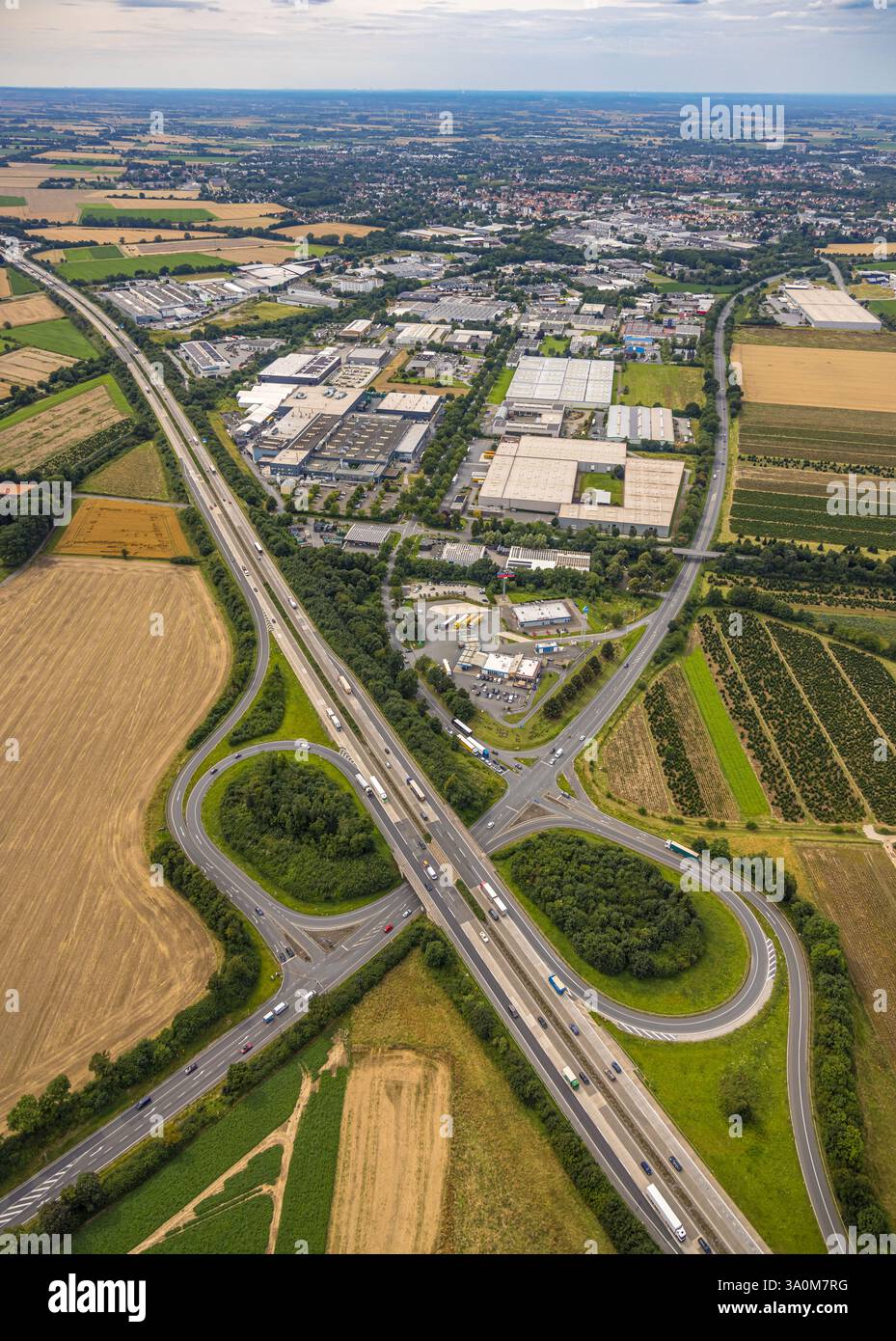 Aerial view, Soest-Ost freeway junction, A44 freeway and B475 trunk ...