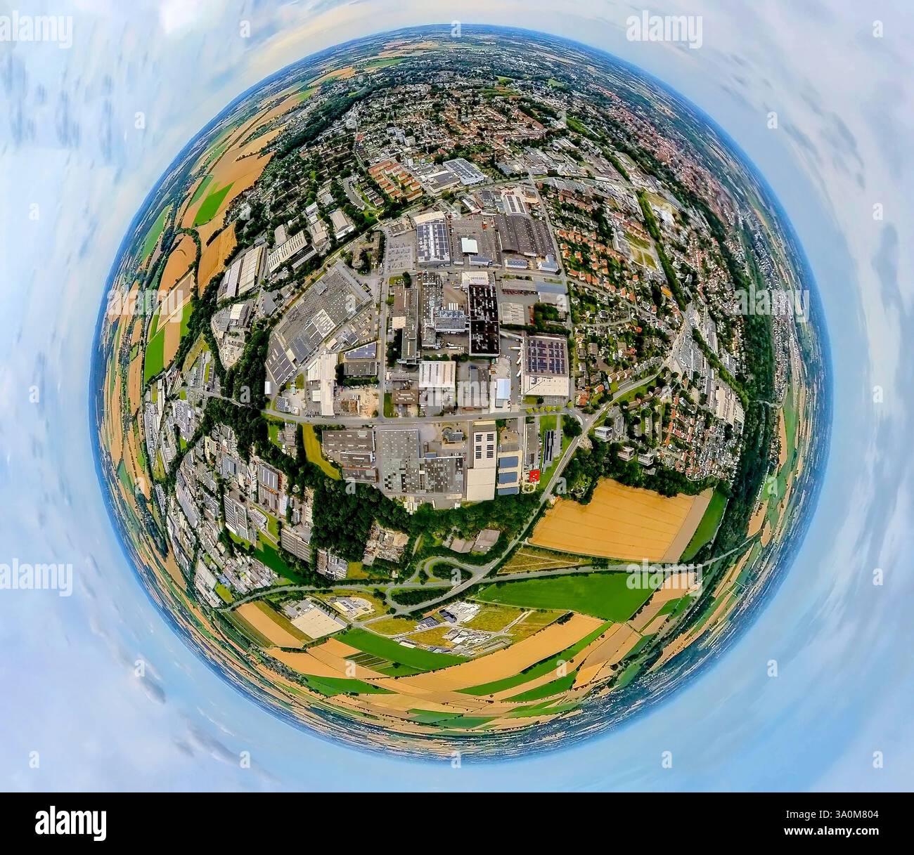 Aerial view, industrial area Lange Wende, federal highway B475 with connection Opmünder Weg ...