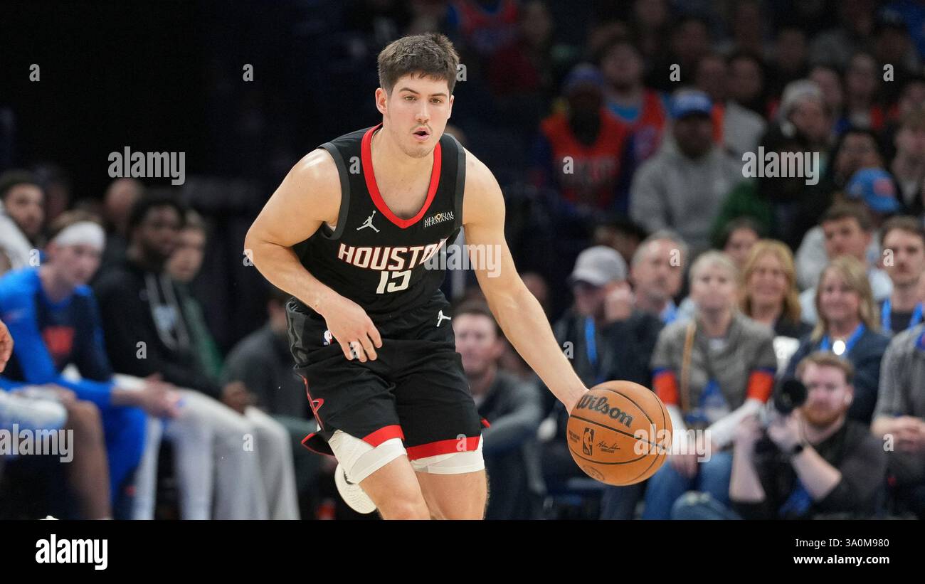 Houston Rockets guard Reed Sheppard pushes down the court during the ...
