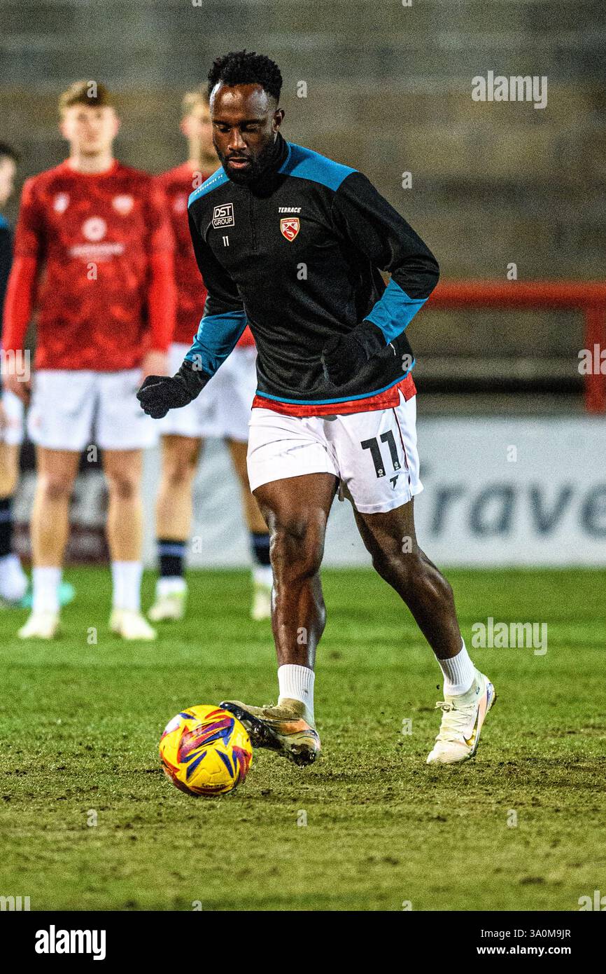 Morecambe FC's Jordan Slew in the warm up during the Sky Bet League 2 ...