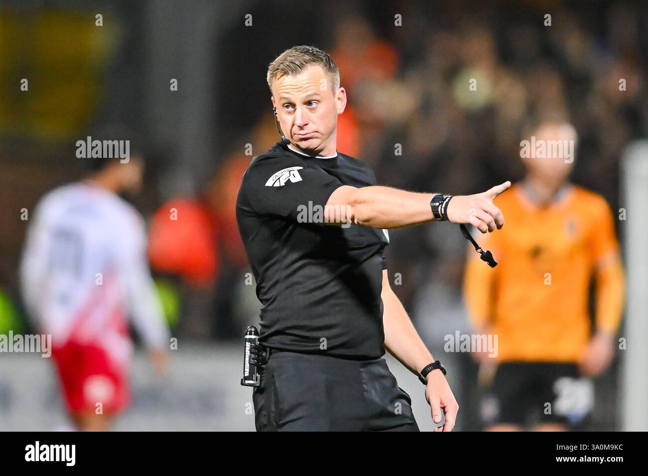 Referee Scott Jackson (Match referee) points during the Sky Bet League ...