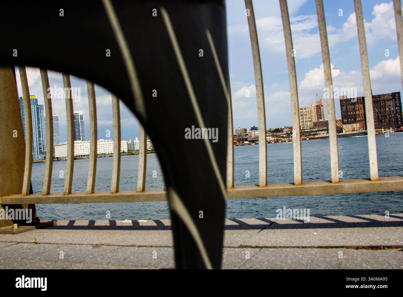 Low angles and hidden details by an underpass by New York City's East ...
