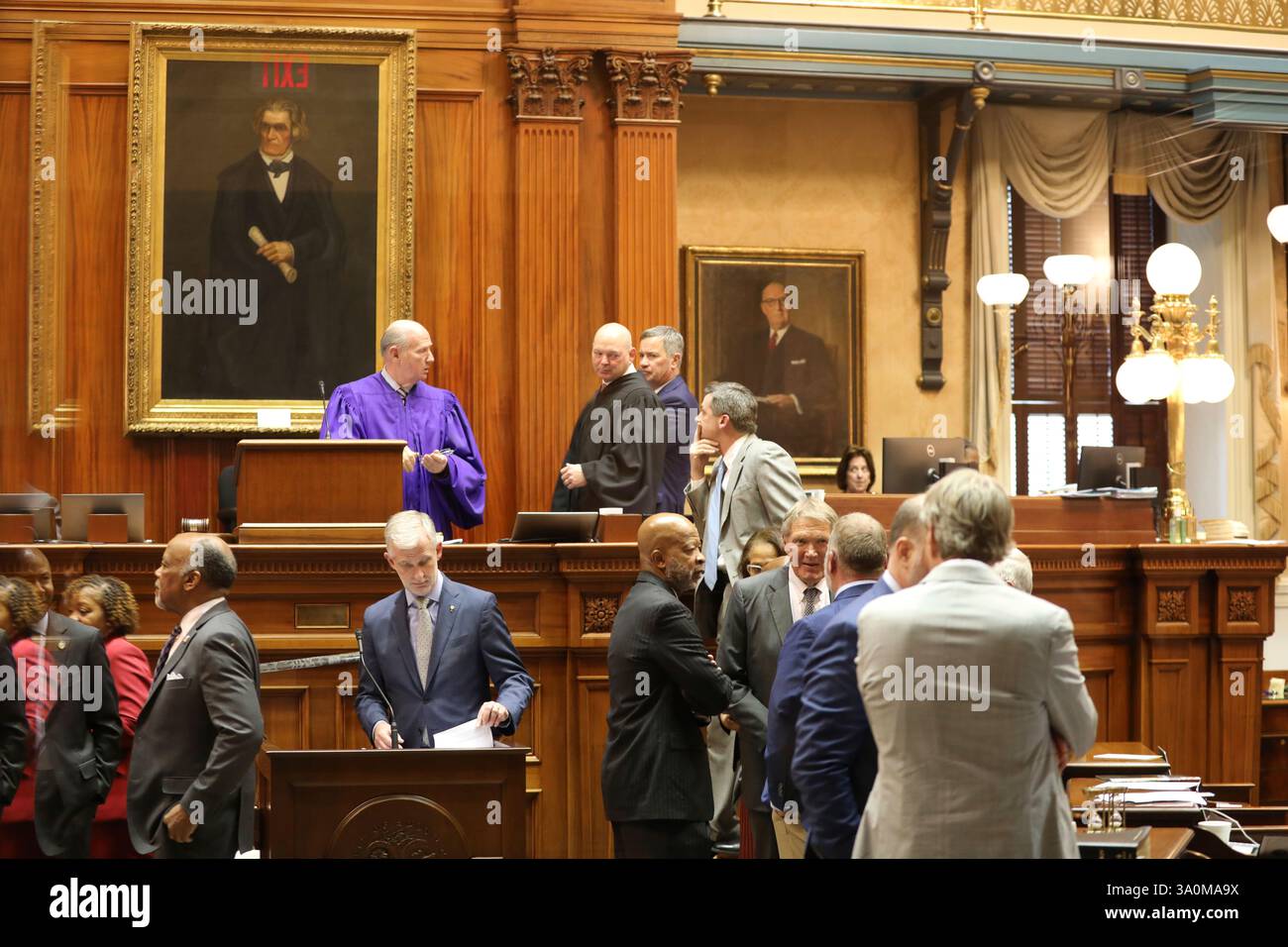 South Carolina senators talk after the Senate took a recess following ...
