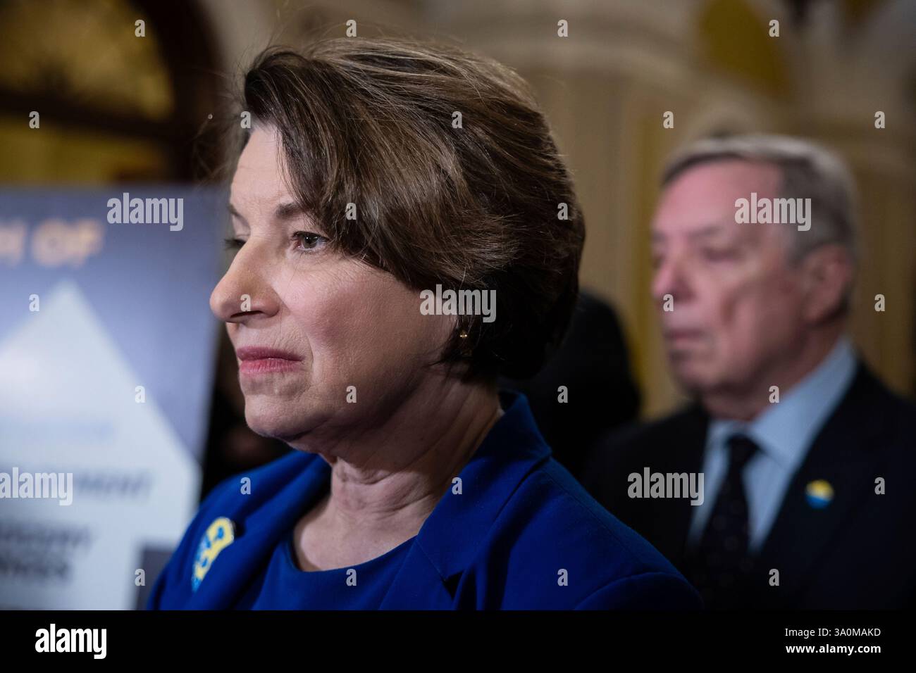 Sens. Amy Klobuchar (D-Minn.) and Dick Durbin (D-Ill.) are seen during ...