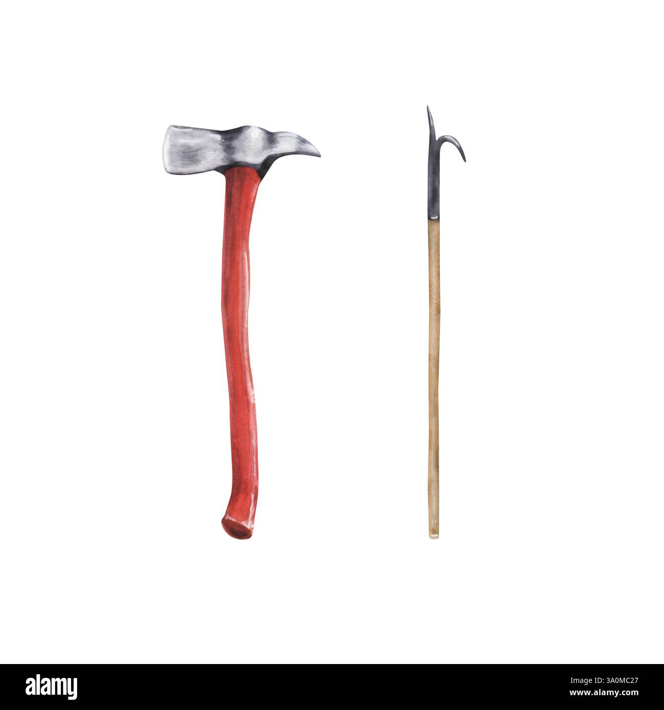 A firefighter axe and a fire hook Stock Photo - Alamy