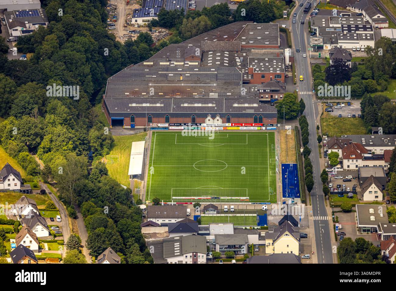 Aerial view, Sundern soccer stadium, Metallwerk Sundern MESU, Sundern ...