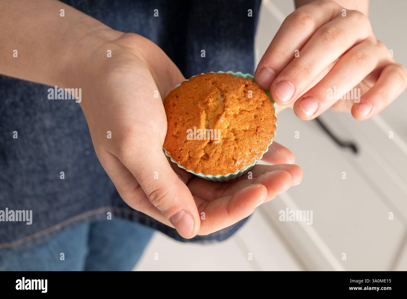 human hands holding home baked sweet lemon muffin Stock Photo - Alamy