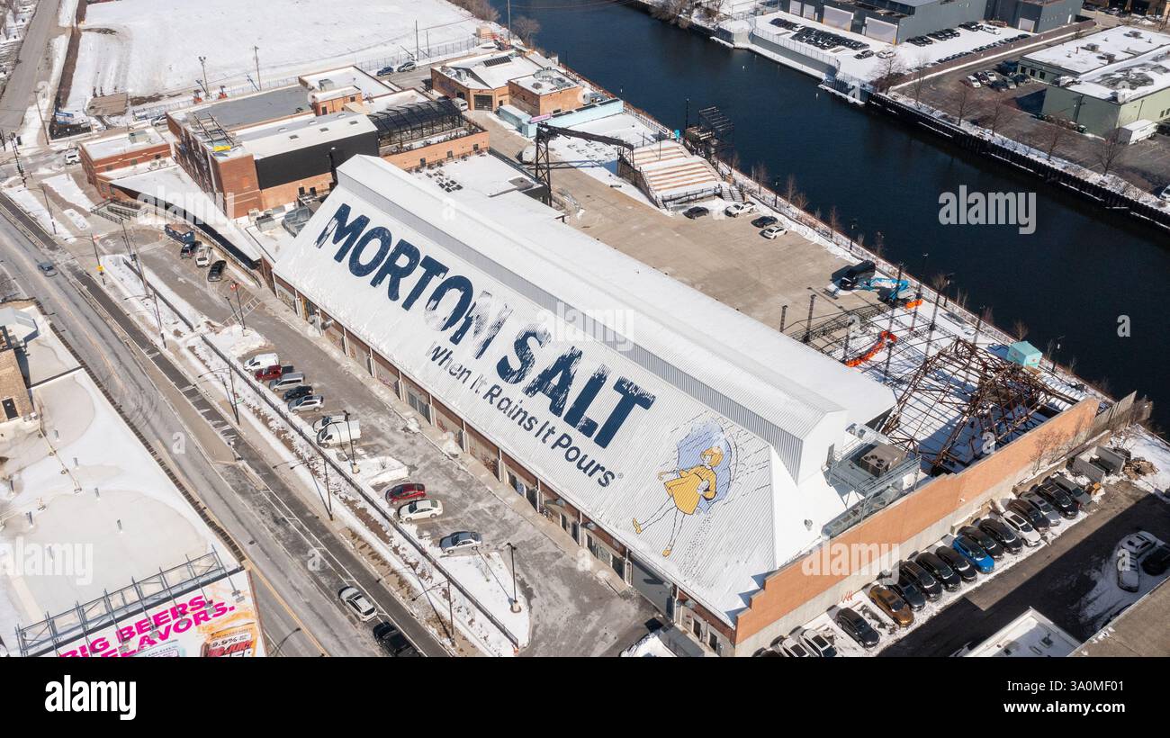 An aerial view of The Salt Shed, formerly Morton Salt's old factory ...
