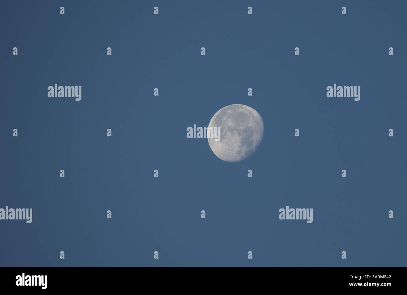 Daytime Moon Almost Full in a Clear Blue Sky Stock Photo - Alamy