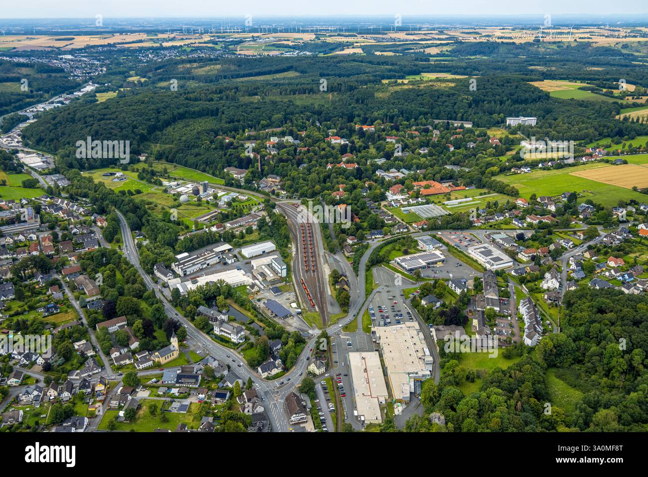 Aerial view, goods station, LWL-Klinik im Wald, Suttrop, Warstein ...