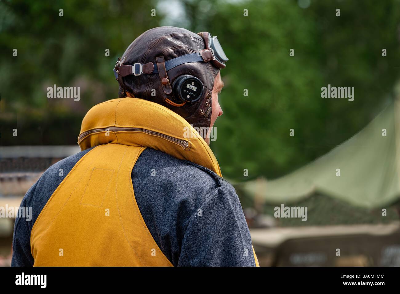 World War II Pilot in Vintage Flight Gear Stock Photo - Alamy