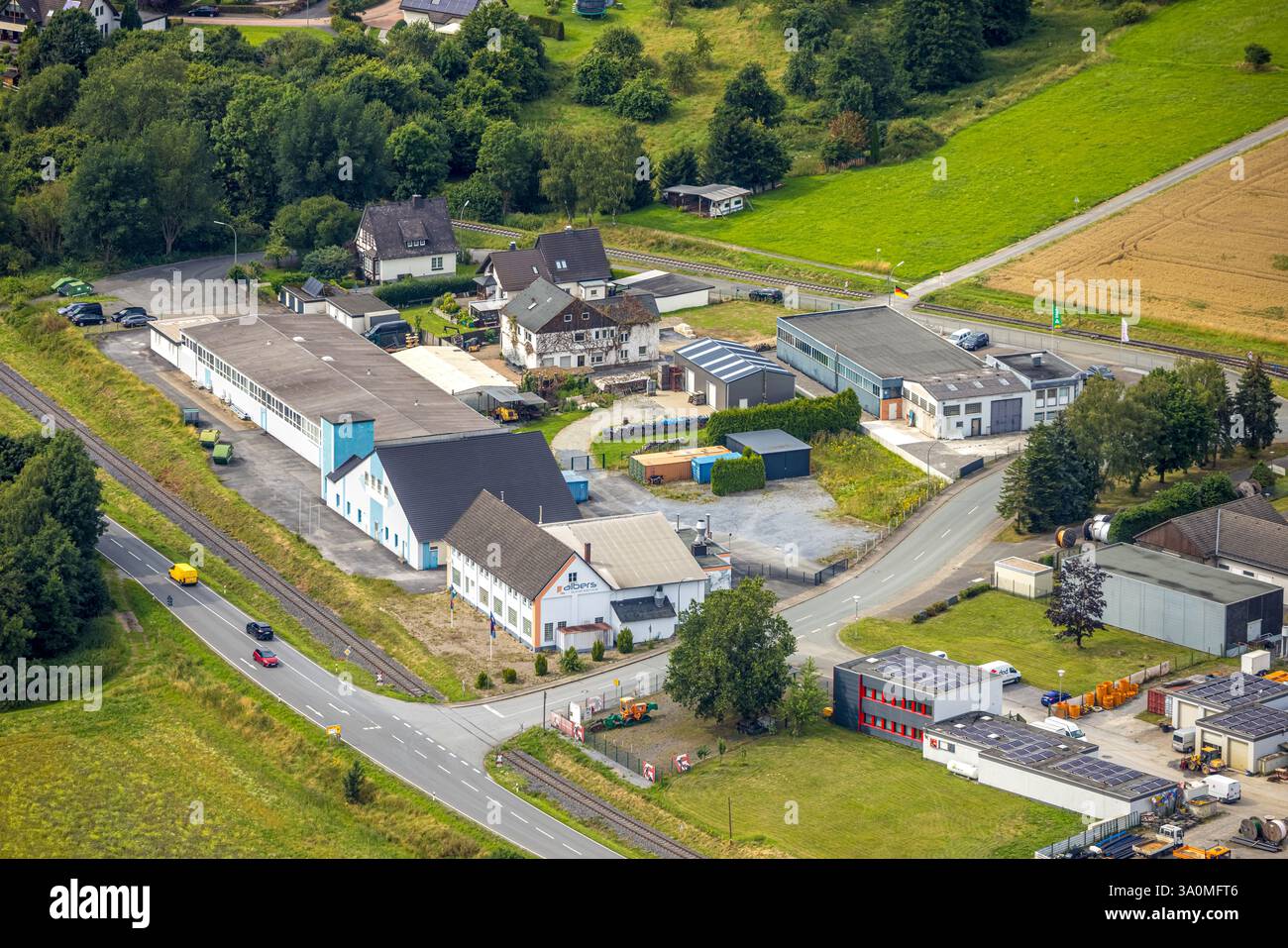 Aerial view, Wiebusch industrial estate, Belecke, Warstein, Sauerland ...