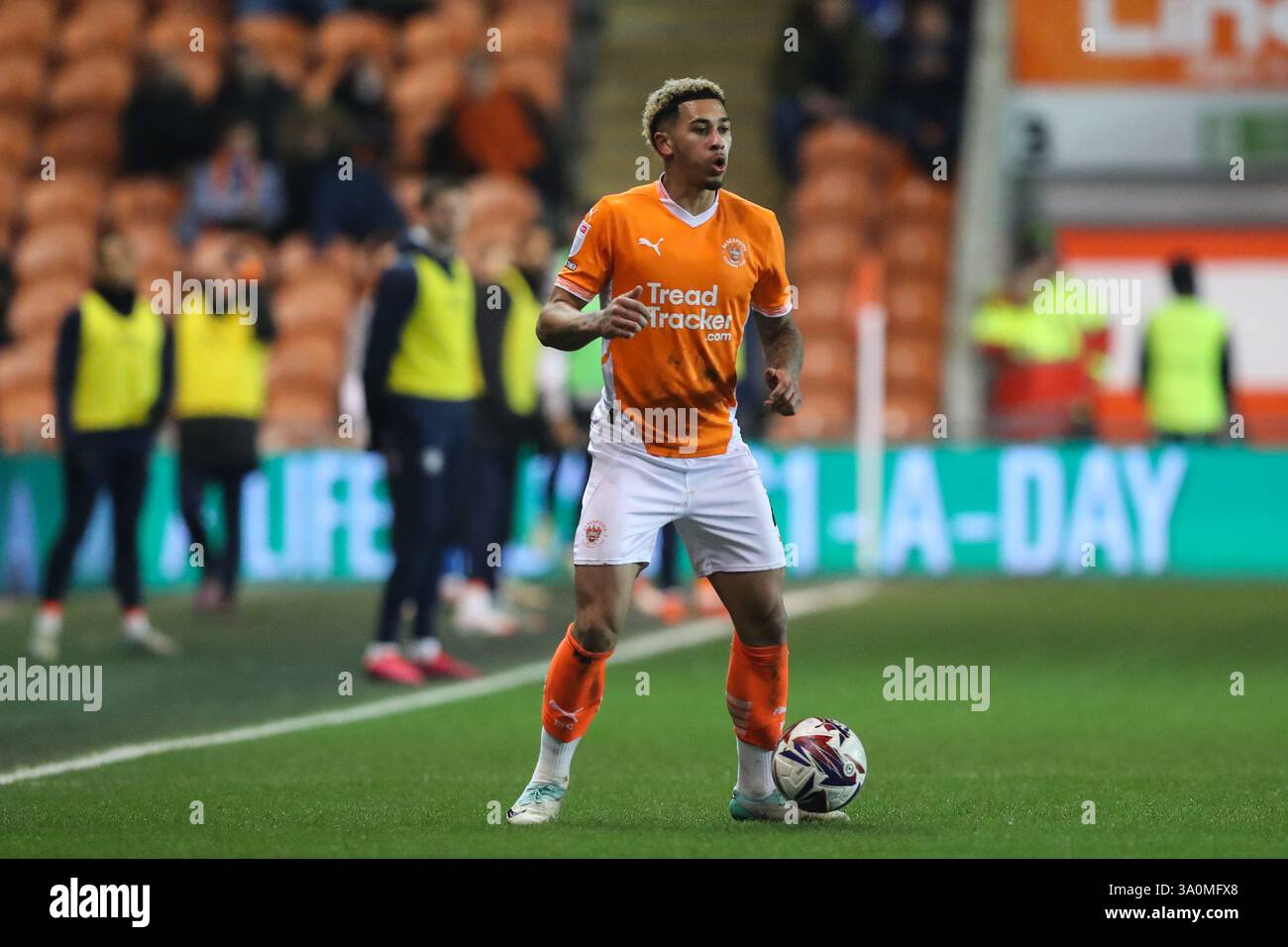 Jordan Lawrence-Gabriel of Blackpool in action during the Sky Bet ...