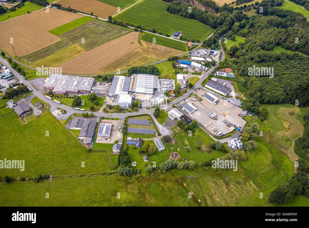 Aerial view, Wiebusch industrial estate, Belecke, Warstein, Sauerland ...