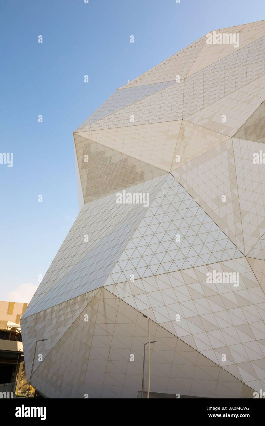Original shaped building of CLYMB attractions in Abu Dhabi, UAE Stock ...