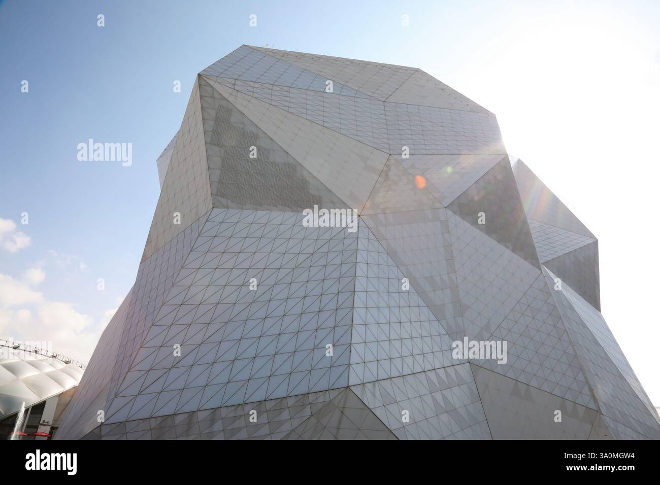 Original shaped building of CLYMB attractions in Abu Dhabi, UAE Stock ...