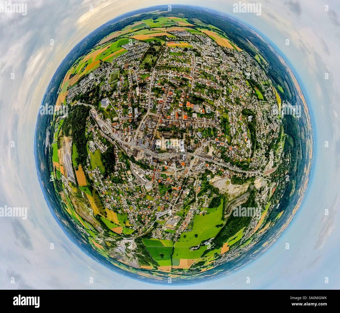 Aerial view, town center Warstein Mitte with town hall and parish ...
