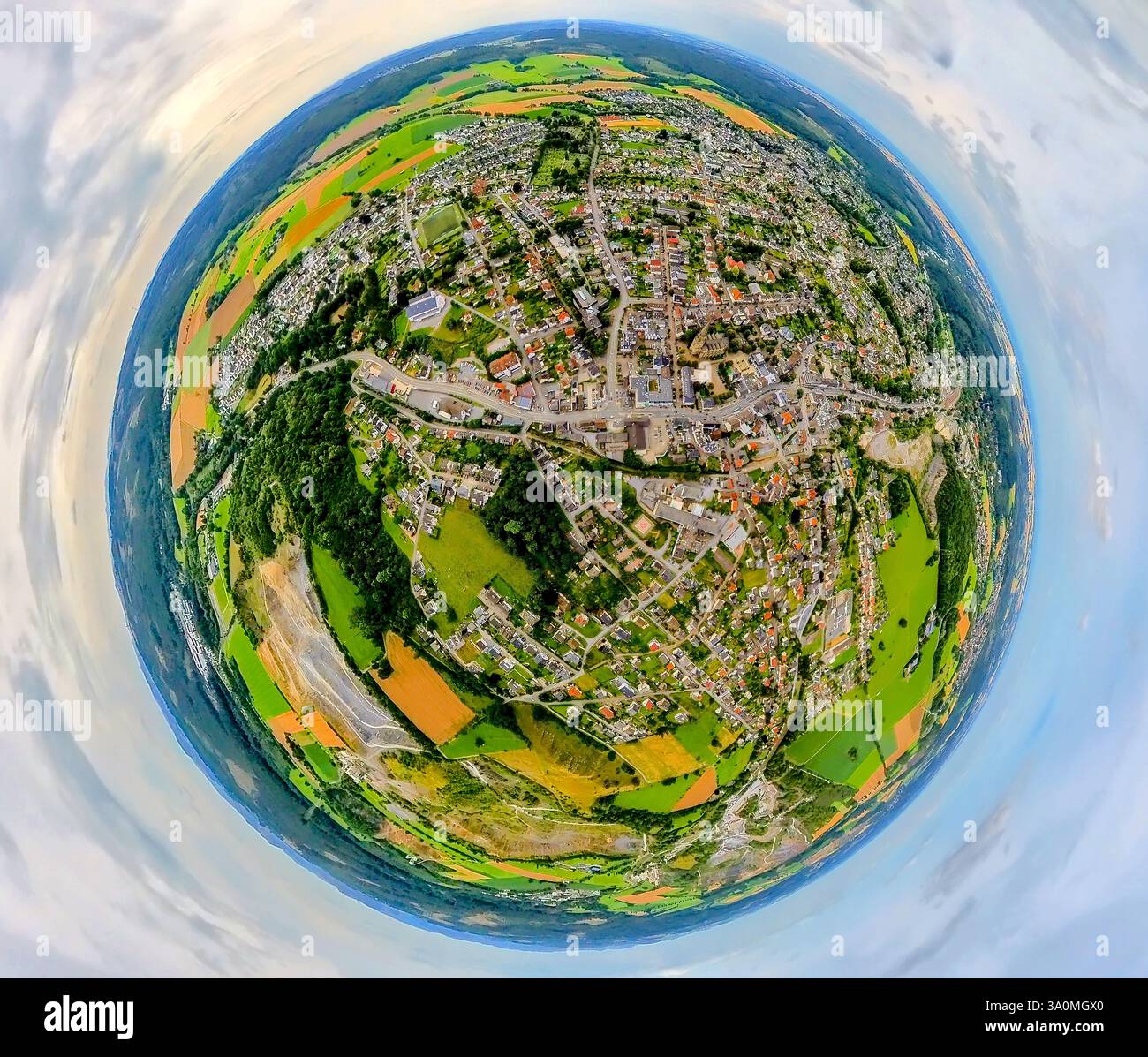 Aerial view, town center Warstein Mitte with town hall and parish ...