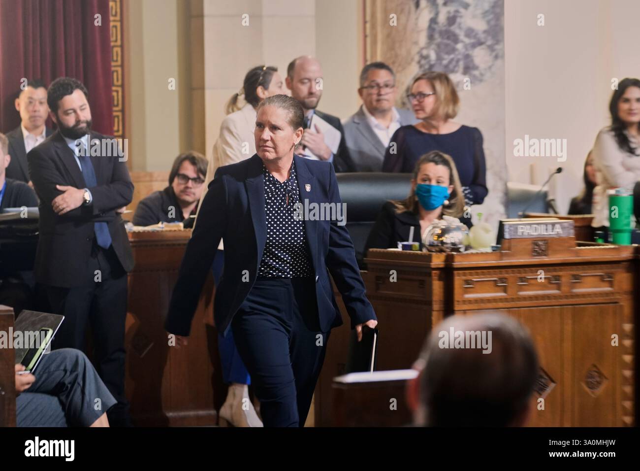 Former Los Angeles Fire Dept. Chief Kristin Crowley arrives to appeal ...