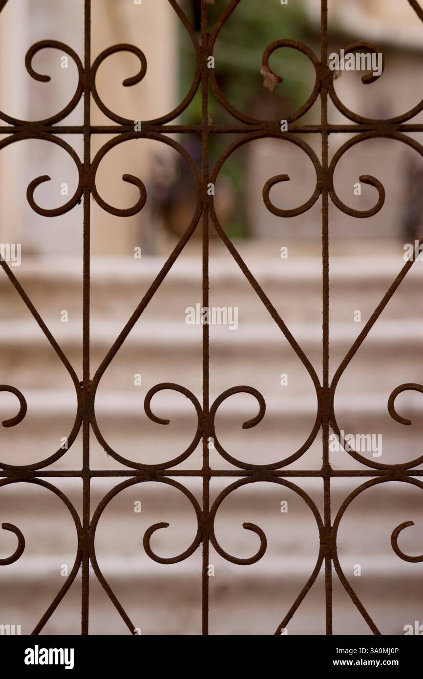 Iron fence with hart shape Stock Photo - Alamy