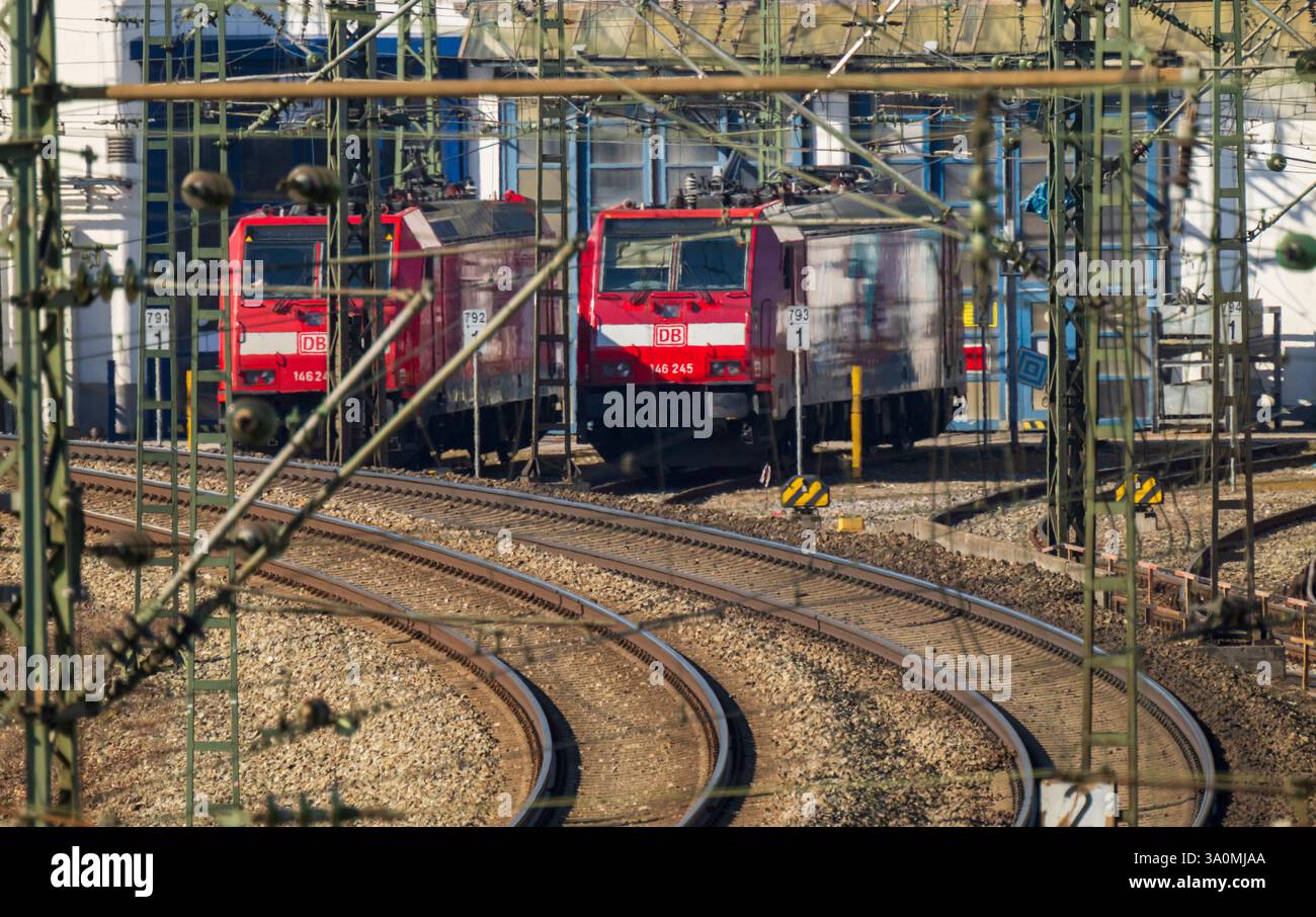 Munich, Germany. 04th Mar, 2025. Two regional train locomotives are ...