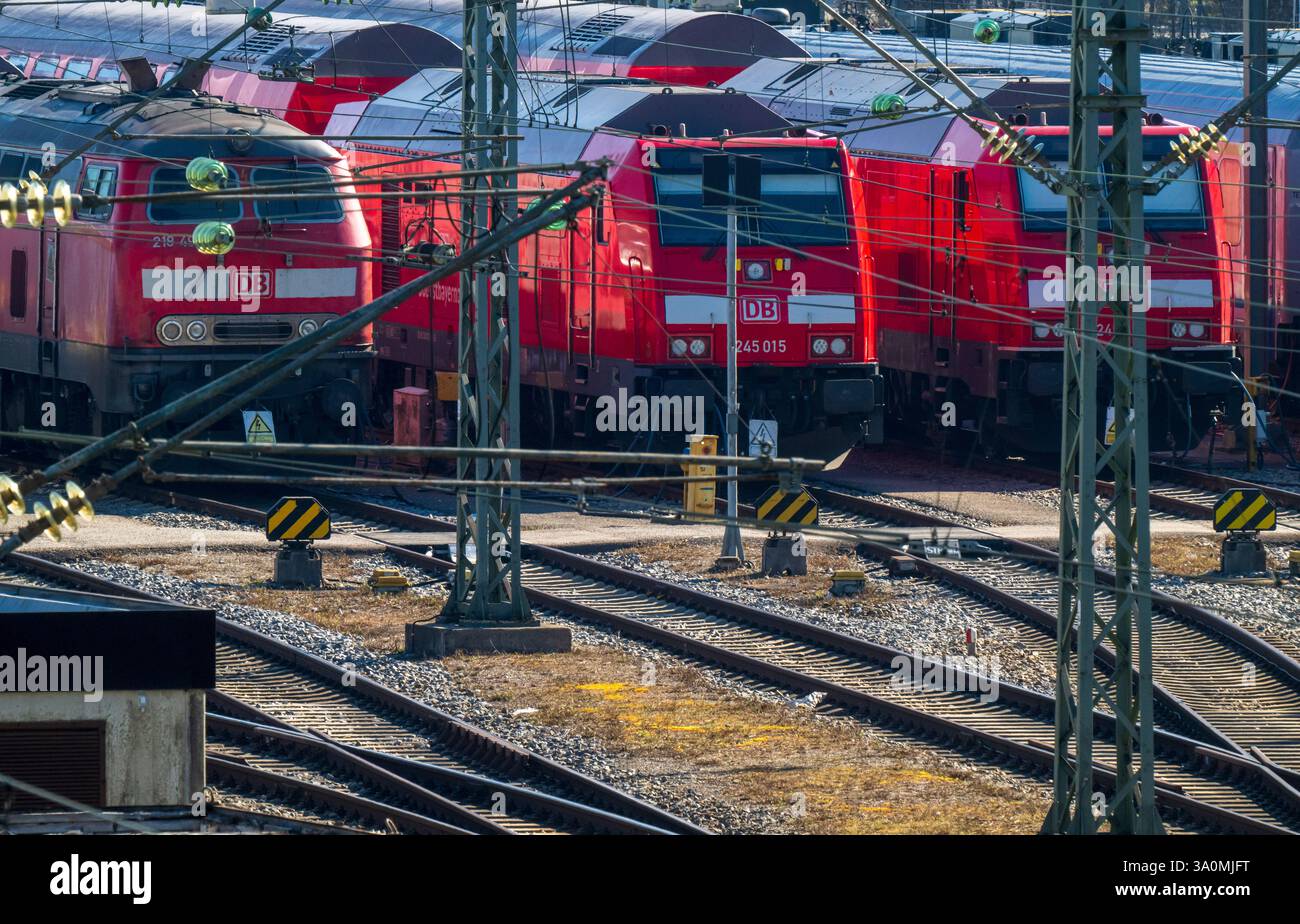 Munich, Germany. 04th Mar, 2025. Regional train locomotives are parked ...